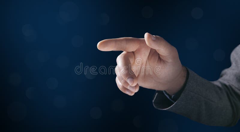 Man Tapping on Virtual Screen on Bokeh Background Stock Photo - Image ...