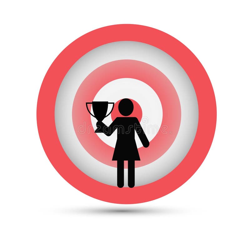 Silhouette of a Woman Holding in One Hand an Award on a Target Stock ...