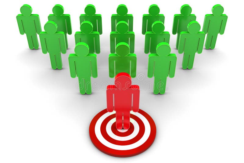 Man on Target and Crowd stock illustration. Illustration of center ...