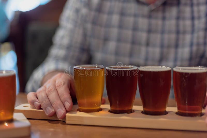 Craft Beer Tasting Flight Sample Stock Image - Image of celebrate ...
