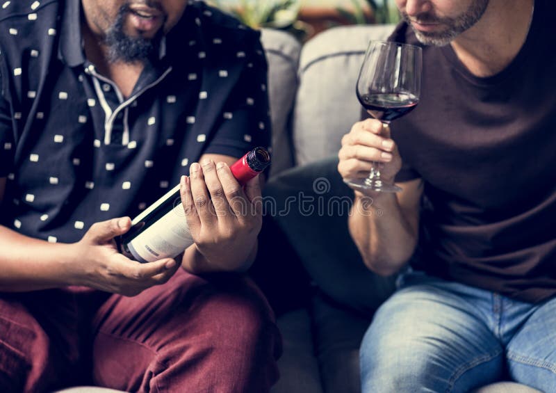 Man Tasting Red Wine with Friends Stock Image - Image of examining ...