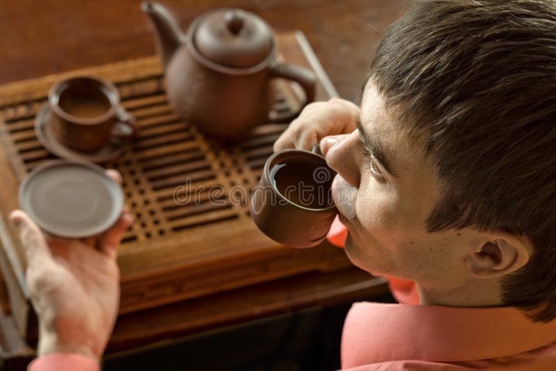 Man with tea stock photo. Image of happy, sideview, beverage - 34574774