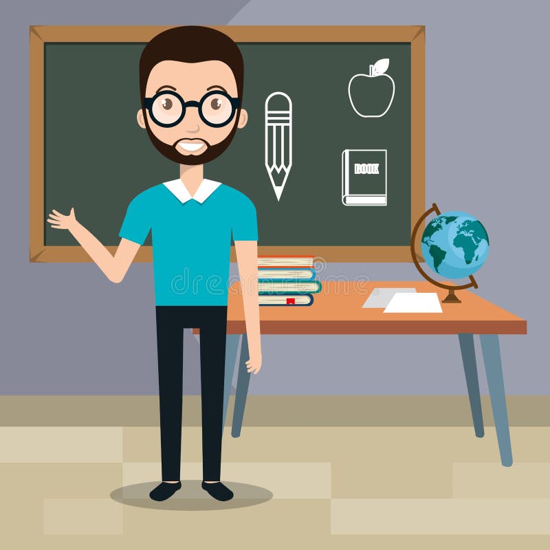 Man Teacher in the Classroom Stock Vector - Illustration of class ...