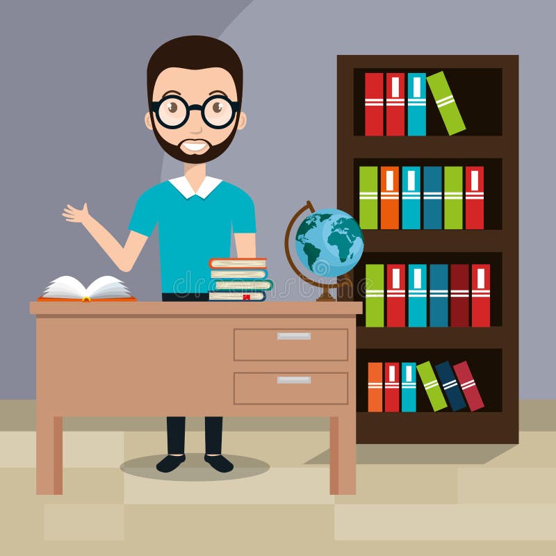 Man Teacher in the Classroom Stock Vector - Illustration of education ...