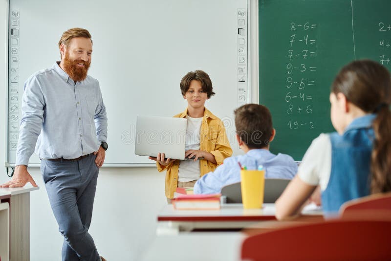 A Man Teacher Standing Confidently in Stock Photo - Image of ...
