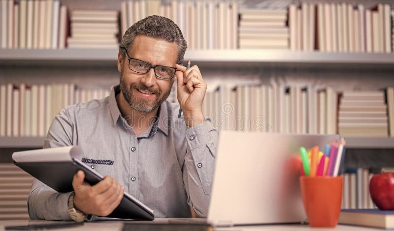 Man Teacher Tutor at Classroom Workplace Teaching and Learning ...