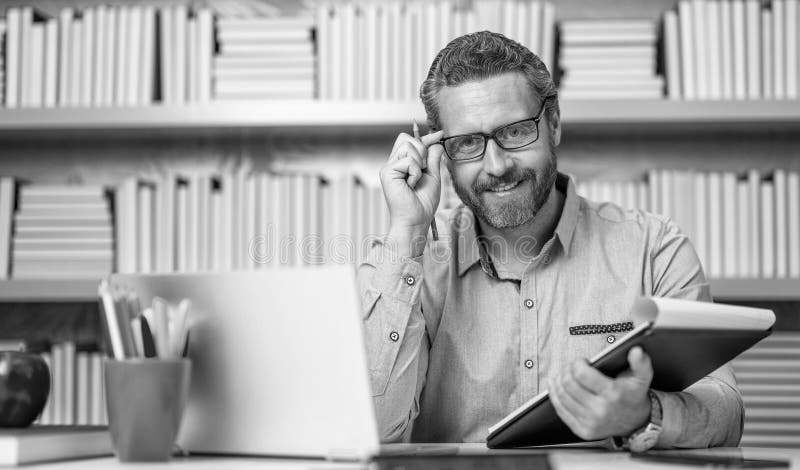 Man Teacher Tutor at Classroom Workplace Teaching and Learning ...