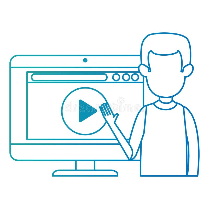 Man Teaching with Computer and Media Player Stock Illustration ...