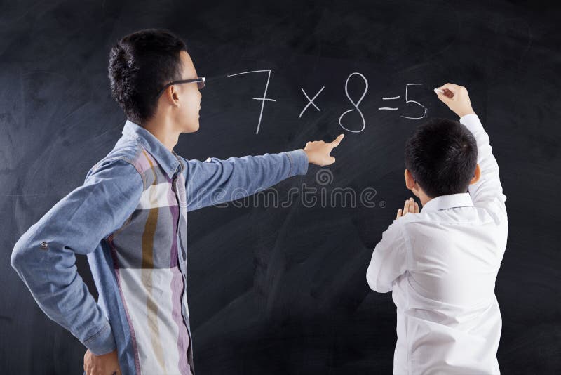 Man Teaching Math on the Boy Stock Image - Image of knowledge ...