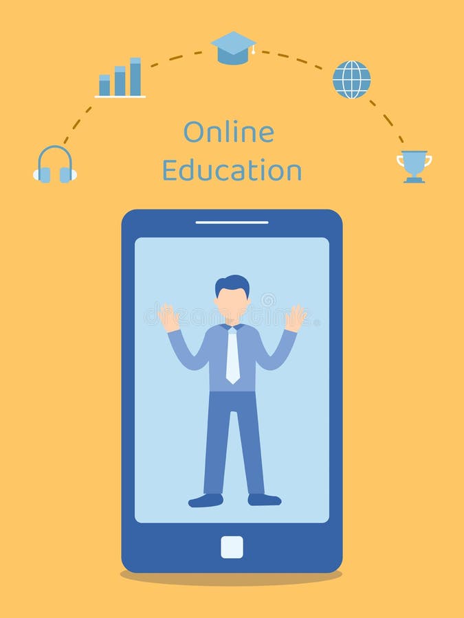 Man Teaching Online in Smartphone. Stock Vector - Illustration of hand ...