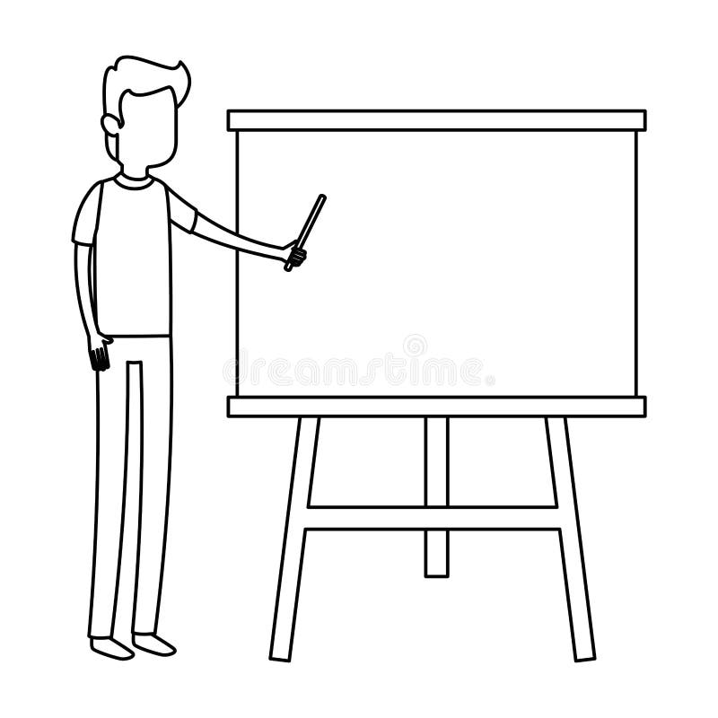 Man Teaching with Paperboard Character Stock Illustration ...