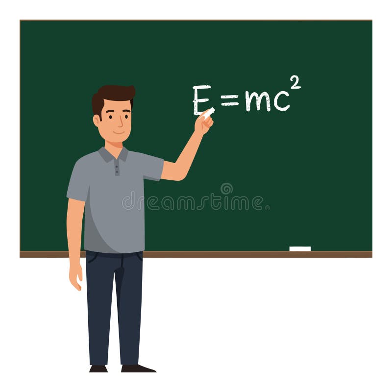 Man Teaching Physics Equation on Classroom Chalkboard Vector ...
