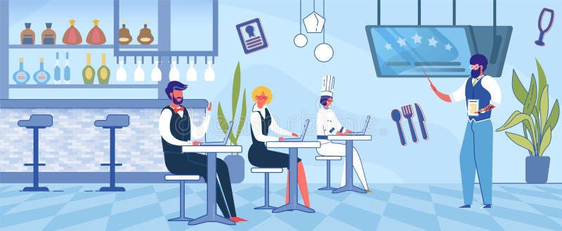 Man Teaching Restaurant Workers, Franchising. Stock Vector ...