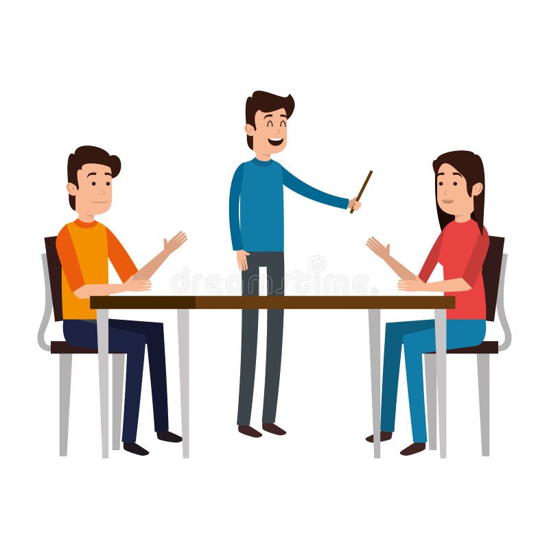 Man Teaching Students Characters Stock Illustration - Illustration of ...