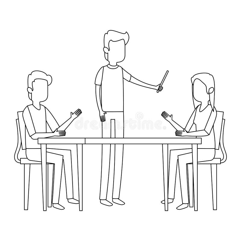 Man Teaching Students Characters Stock Illustration - Illustration of ...