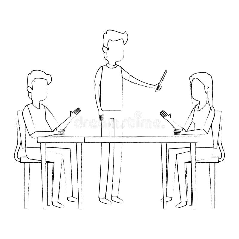 Man Teaching Students Characters Stock Illustration - Illustration of ...