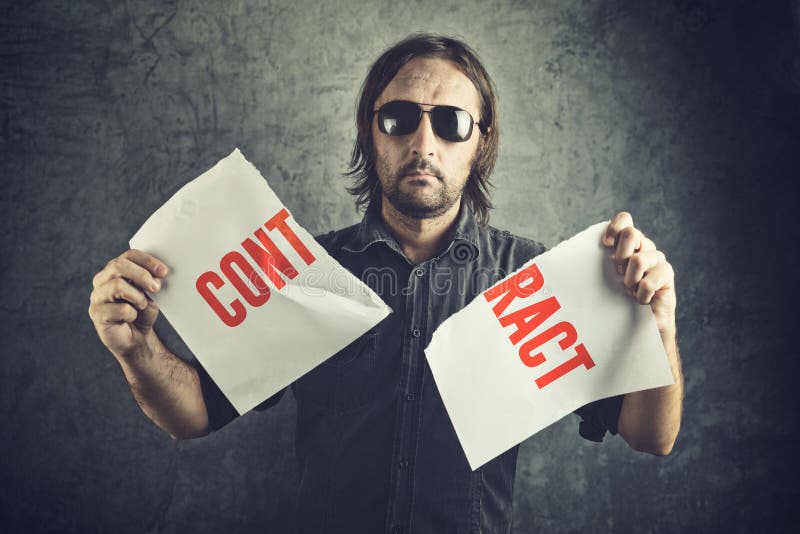 Man Tearing Apart Contract Document Stock Image - Image of rejection ...