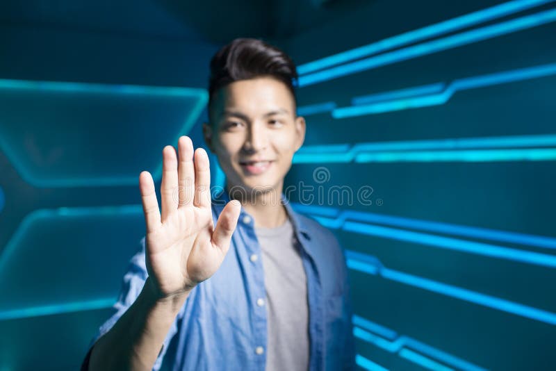 Man on tech background stock photo. Image of precision - 94909582