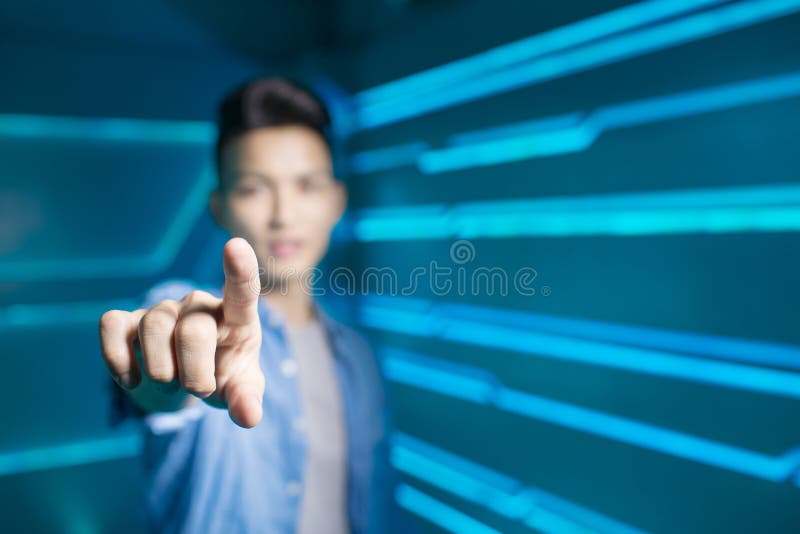 Man on tech background stock image. Image of project - 95275151