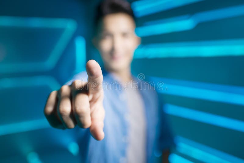 Man on tech background stock image. Image of computer - 95936109