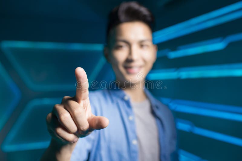Man on tech background stock photo. Image of media, student - 96244660