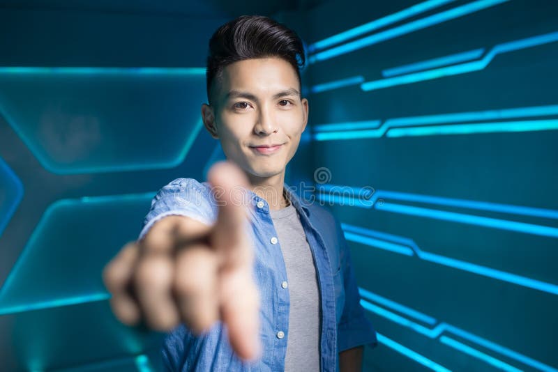 Man on tech background stock image. Image of introduce - 96628407