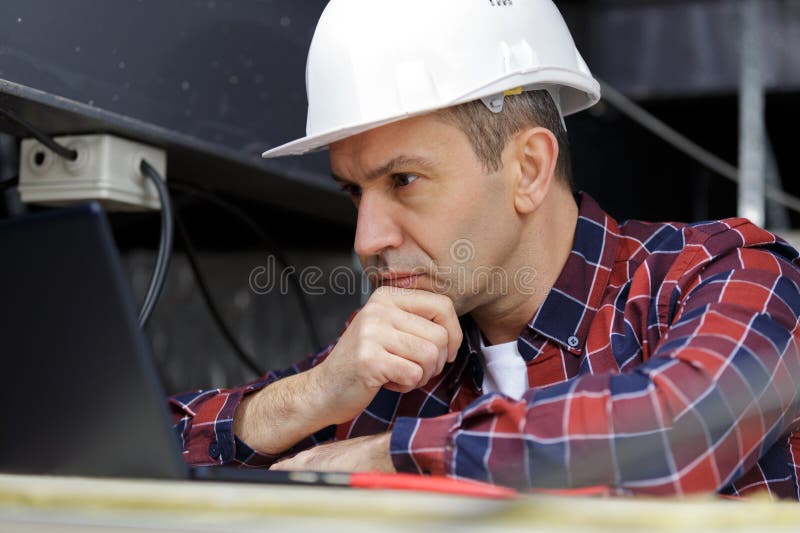 Man Technician Installing Satellite Stock Photo - Image of helmet ...