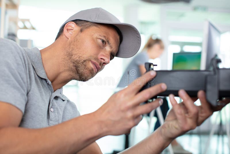 Man Technician Repairing Printer at Business Place at Work Stock Image ...