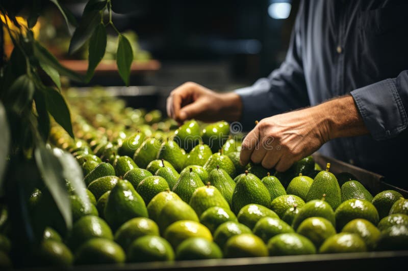 Man Technologist Working at Fruit Warehouse Checking Quality Control ...