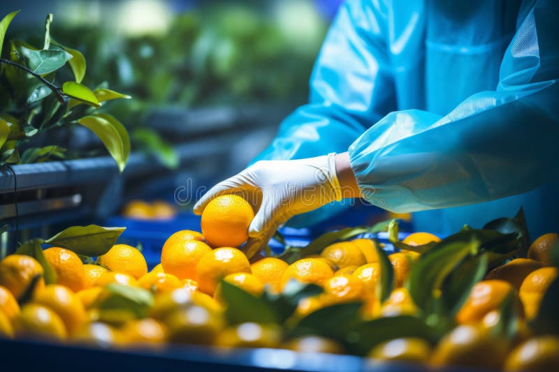 Man Technologist Working at Fruit Warehouse Checking Quality Control ...