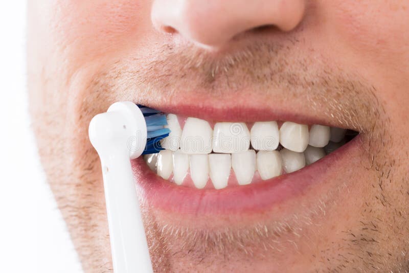 Man Teeth with Electric Toothbrush Stock Image - Image of dentist ...