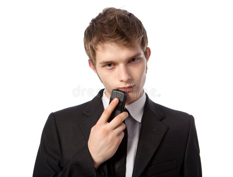 Man with a telephone stock photo. Image of office, telephone - 17170616