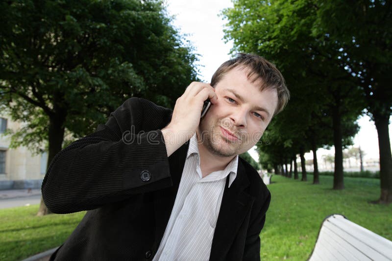 Man with telephone stock photo. Image of contemplation - 2776442