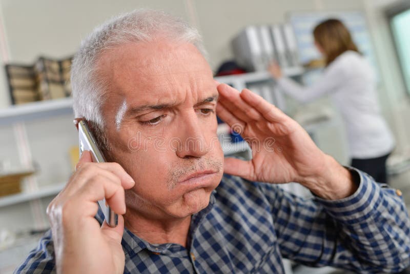 Man on Telephone Exasperated Expression Stock Photo - Image of call ...