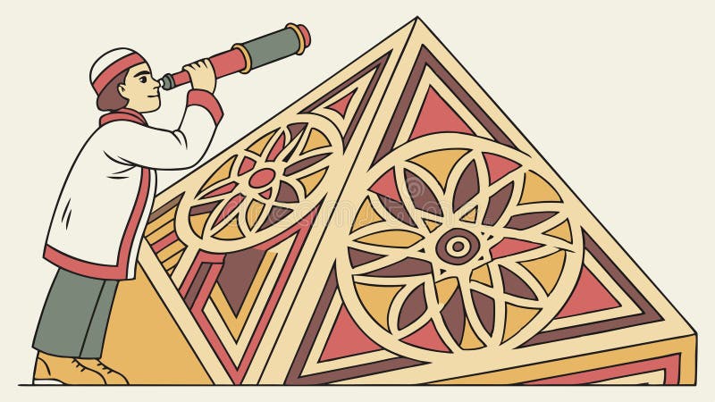 Man with Telescope Atop a Geometric Pyramid, Vision and Discovery ...