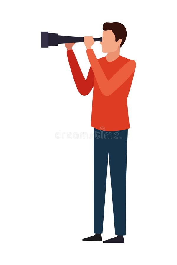 Man with telescope stock vector. Illustration of people - 140697326