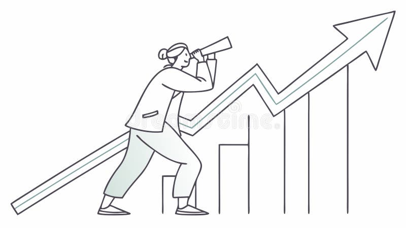 Man with Telescope on Bar Chart, Future Vision and Strategy, Vector ...