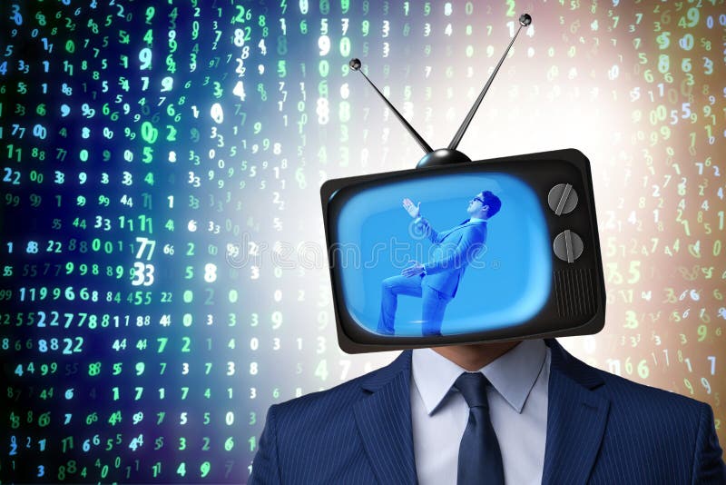 The Man with Television Head in Tv Addiction Concept Stock Image ...