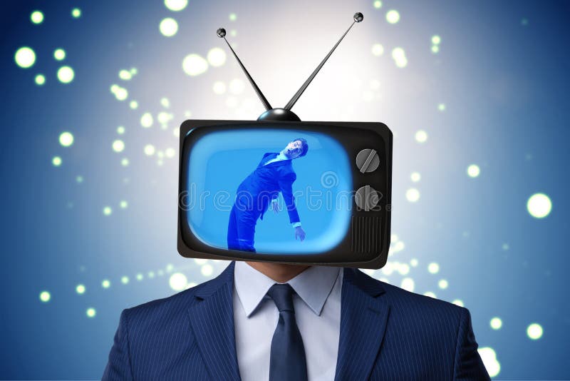 The Man with Television Head in Tv Addiction Concept Stock Image ...
