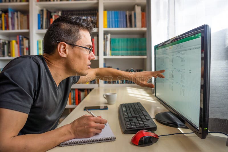Man Teleworking in Front of the Computer Stock Photo - Image of remote ...