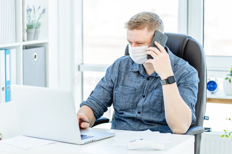 Man Teleworking during Quarantine Stock Image - Image of influenza ...