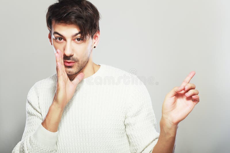 Man telling a secret stock image. Image of gray, caucasian - 93965171