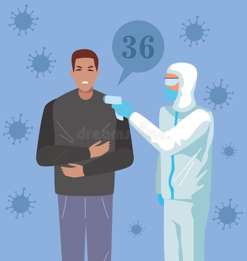 Man in Temperature Check Point for Covid19 Stock Vector - Illustration ...