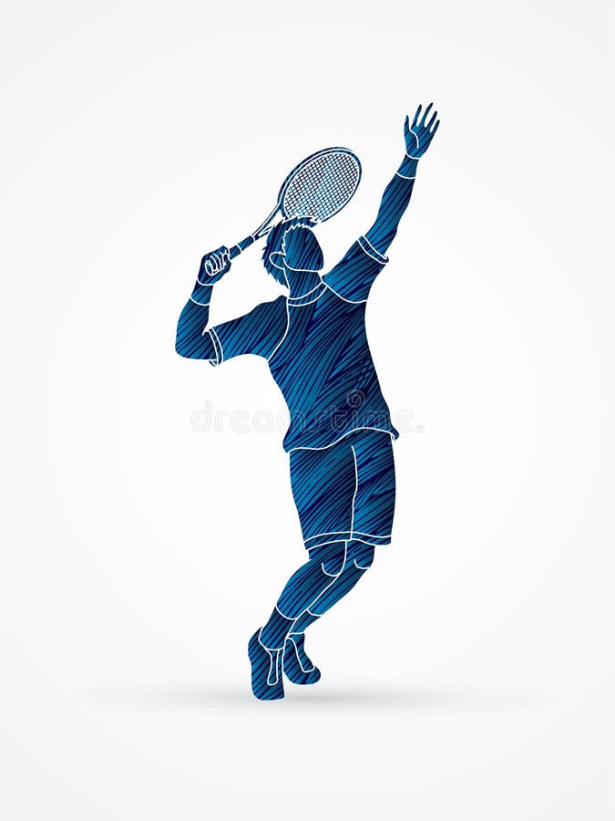 Man tennis player serve stock vector. Illustration of grunge - 85225304