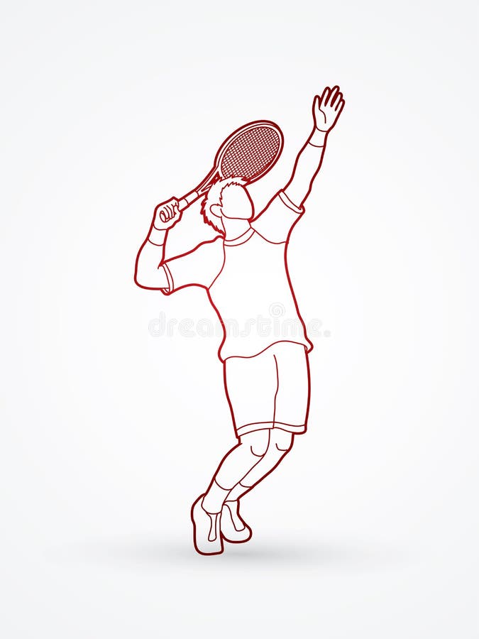 Man tennis player serve stock vector. Illustration of game - 85243275