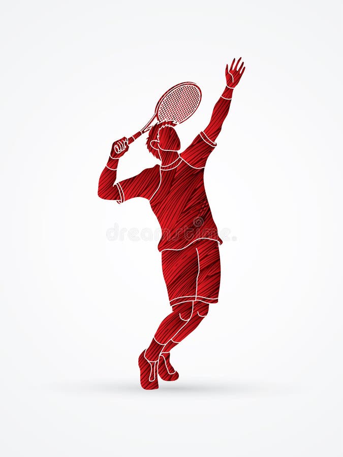Man tennis player serve stock vector. Illustration of grunge - 85257744