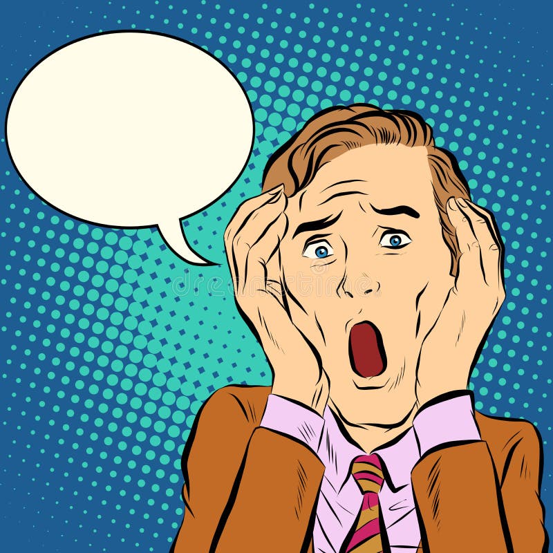 Pop Art Man Screams in Horror, Panic Face Stock Vector - Illustration ... Pop Art Man Screams in Horror, Panic Face Stock Vector - Illustration ...
