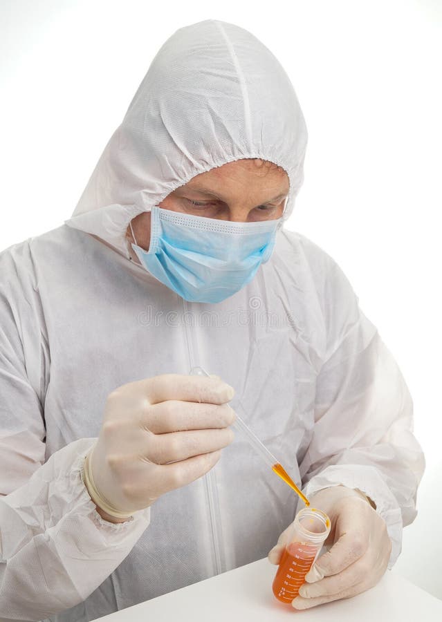 Man testing lab sample stock photo. Image of danger, protection - 48658308