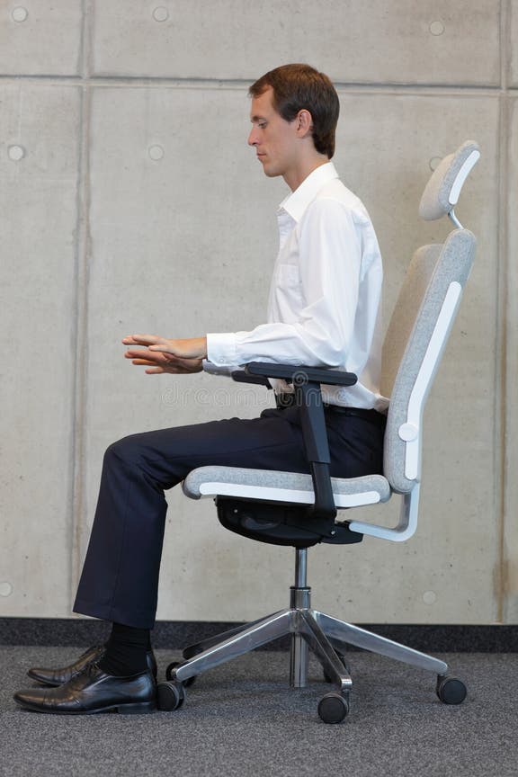Man testing office chair stock photo. Image of correct - 56264672