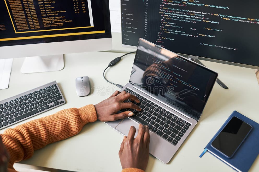 Man Testing Programming Code Stock Image - Image of sitting, desk ...